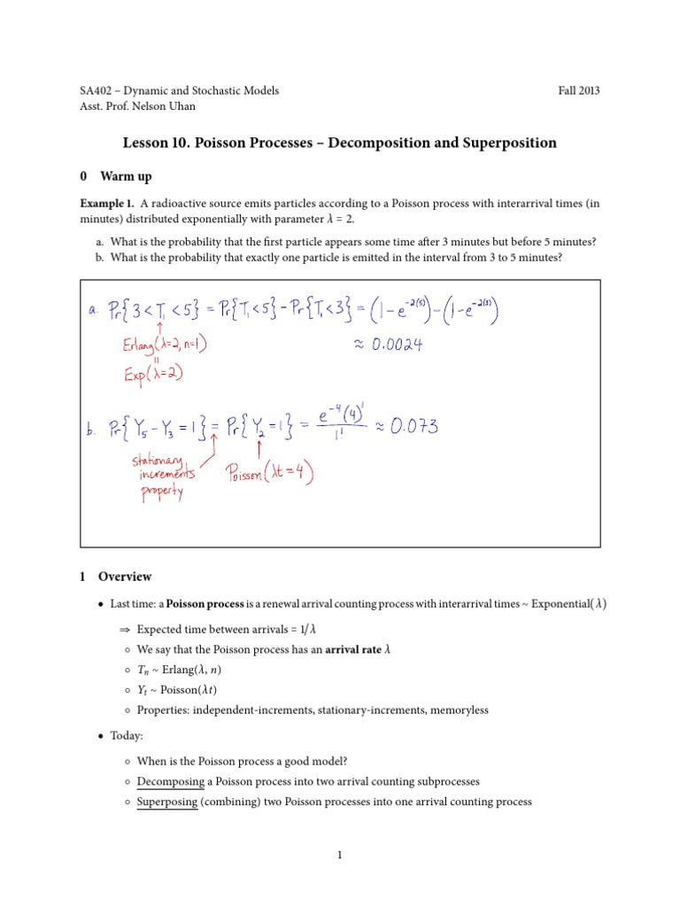 Lesson 10. Poisson Processes - Decomposition and Superposition | PDF | Statistical Theory ...
