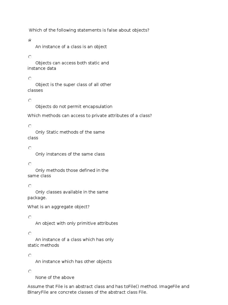 Java MCQ | PDF | Method (Computer Programming) | Object Oriented ...