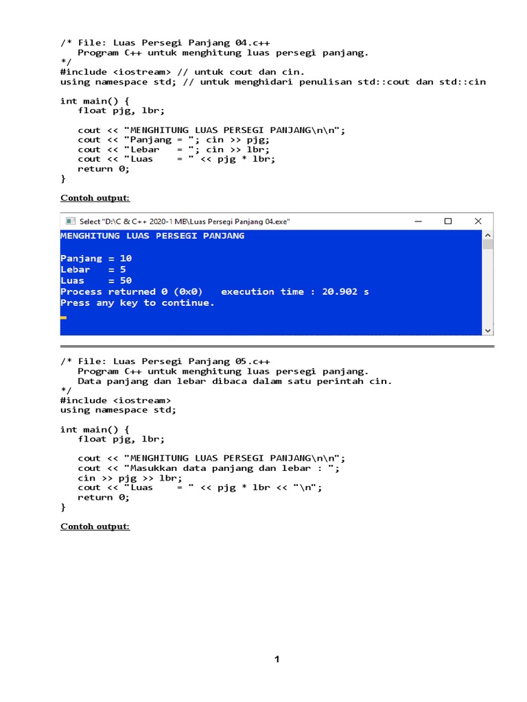 Contoh Program C++ - Cout Dan Cin | PDF
