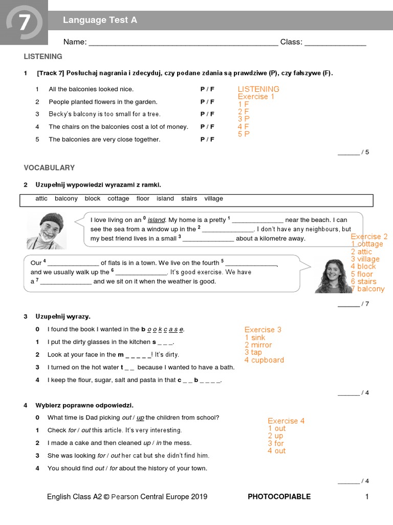 EC - A2 - Tests - Language Test 7A | PDF