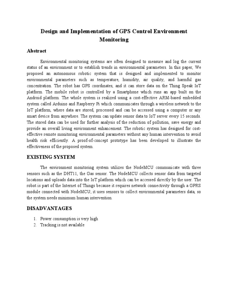 15 The Design and Implementation of GPS Controlled Environment Monitoring Robotic Sys | PDF ...