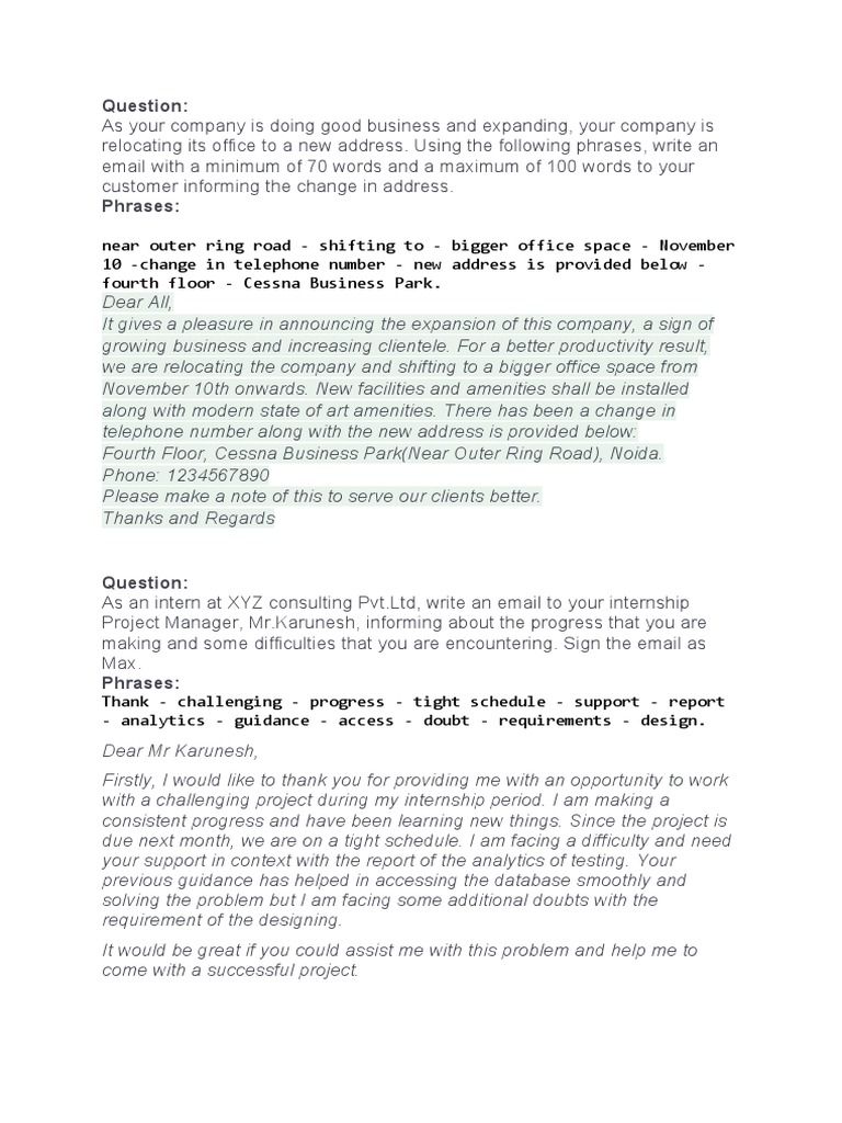 Versant English Test Sample Email Writing | PDF | Business