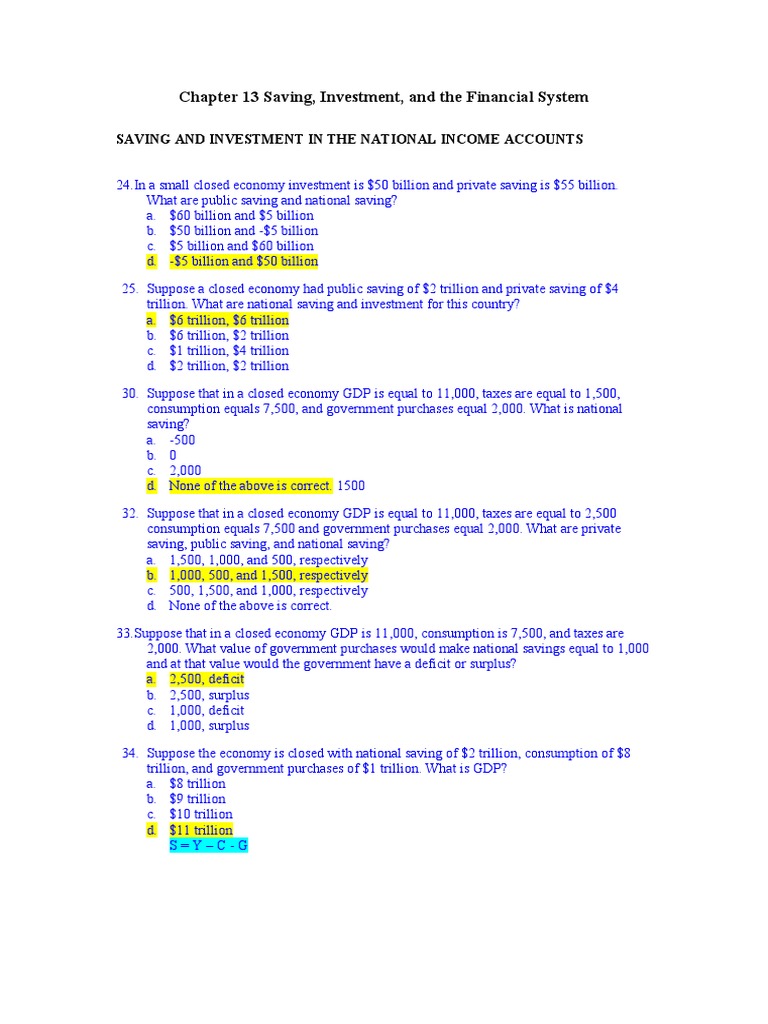 Chapter 13 Saving, Investment, and The Financial System | PDF | Balanced Budget | Saving