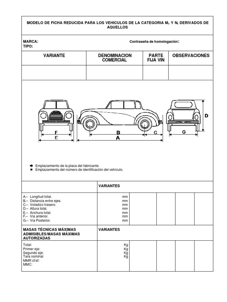 Modelo de Ficha Tecnica Reducida | PDF | Eje | Transporte privado
