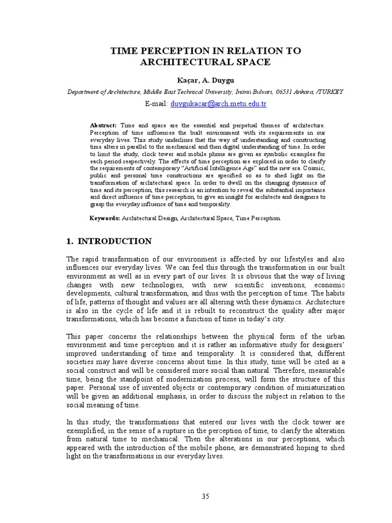 Research - Time Perception in Relation To Architectural Space | PDF ...