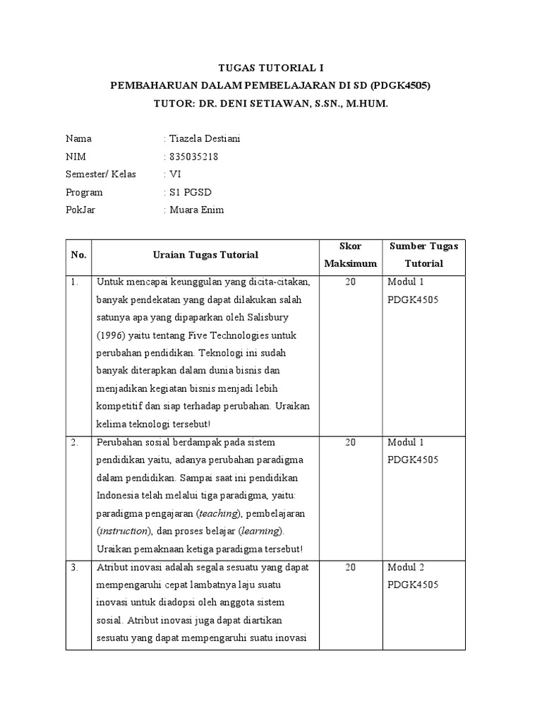 Tugas 1 PDGK4505 | PDF