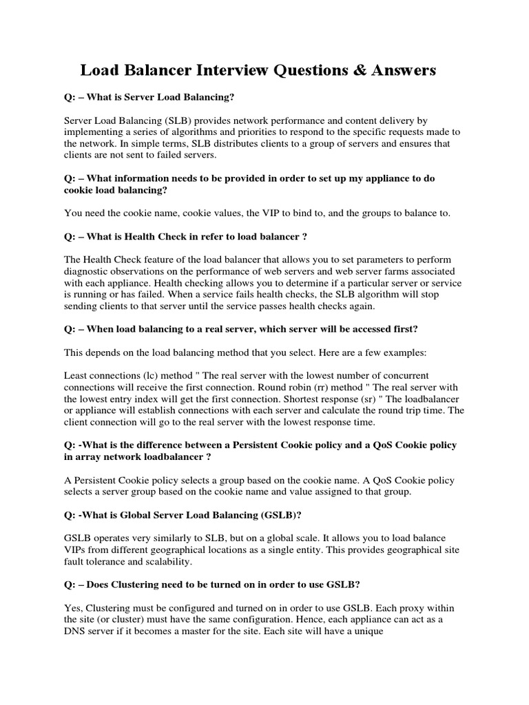 Load Balancer Interview Questions | PDF | Load Balancing (Computing) | Dynamic Web Page