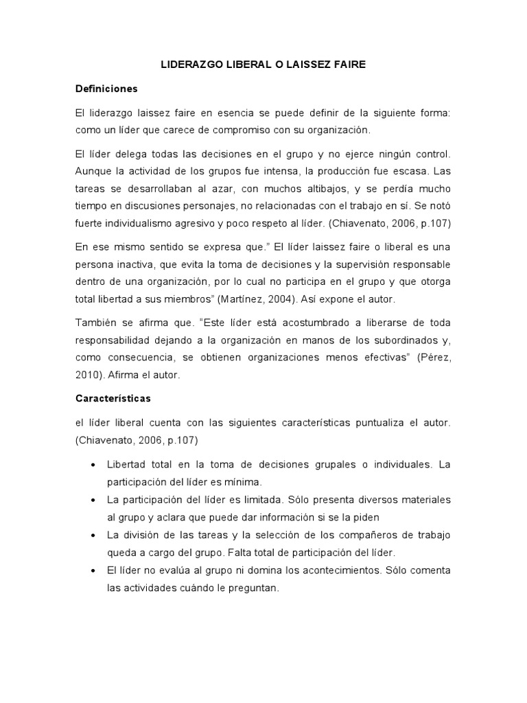 Liderazgo Liberal o Laissez Faire | Descargar gratis PDF | Laissez ...