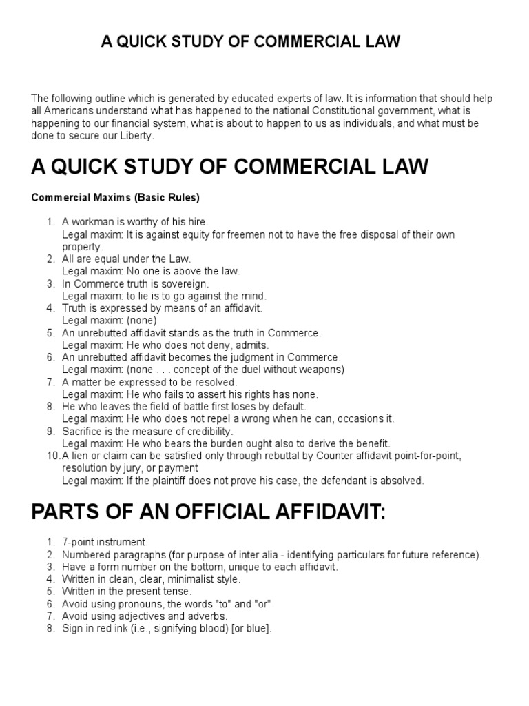 A Quick Study of Commercial Law | PDF | Uniform Commercial Code | U.S ...