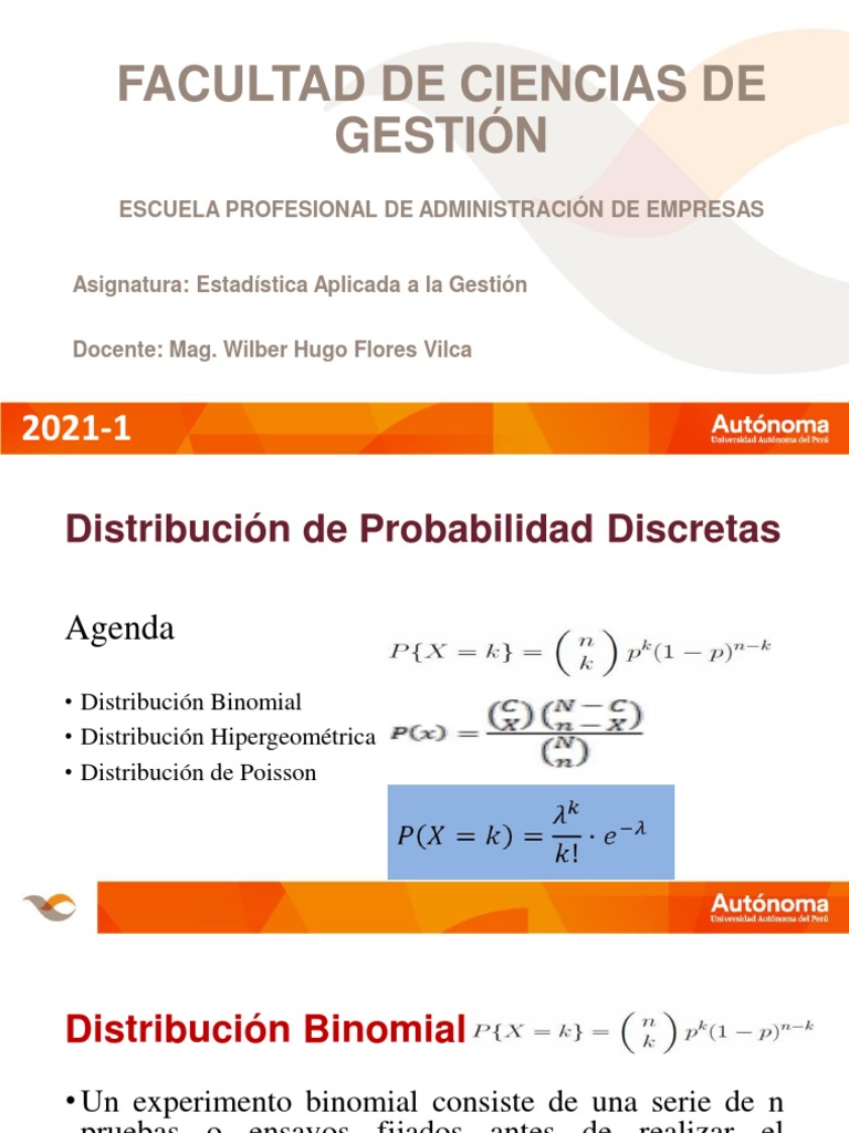 Distribuciones de probabilidad discretas: Binomial, Hipergeométrica y Poisson | PDF ...
