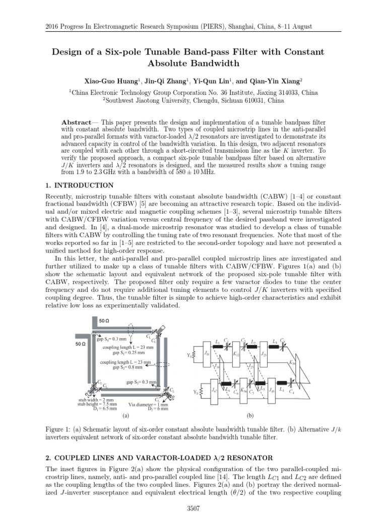 Design of A 6 Pole Tunable BPF With Constant Absolute BW | PDF | Electronic Filter | Bandwidth ...