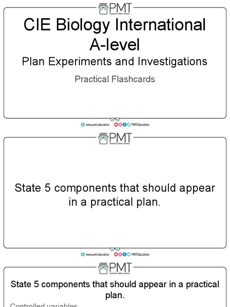 Flashcards - Plan Experiments and Investigations - CIE Biology A-Level ...