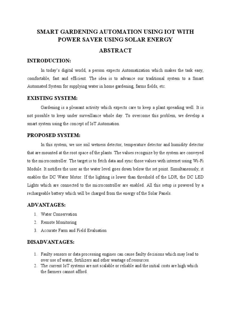 Smart IoT Garden Automation with Solar | PDF | Home & Garden