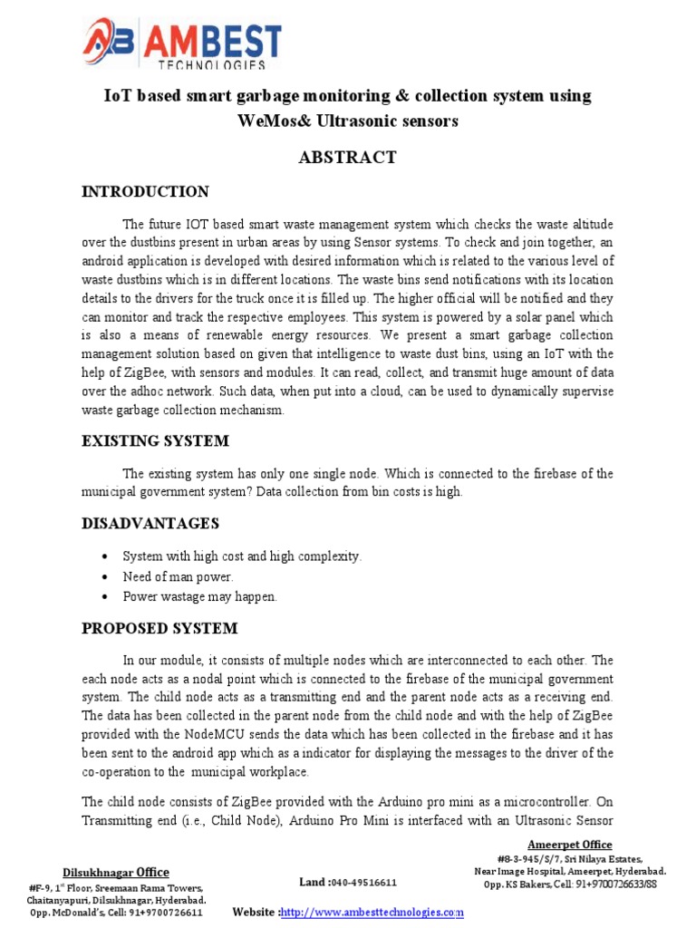 Iot Based Smart Garbage Monitoring System Using Zigbee.. | PDF ...