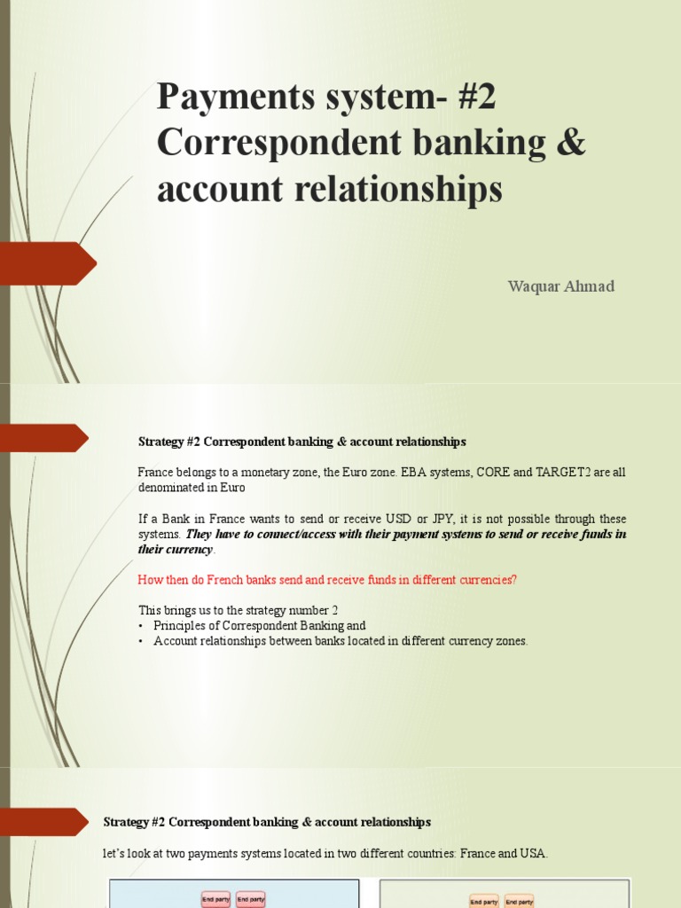 Payments System - Correspondent Banking - Account Relationships | PDF ...