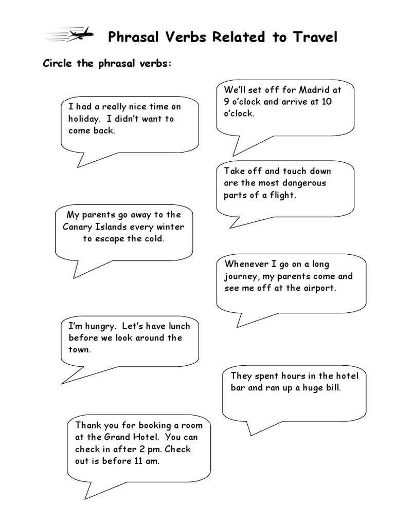 Travel Phrasal Verbs Guide | PDF