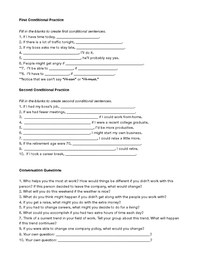 Conditionals Practice | PDF