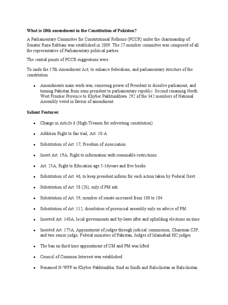 Overview of Pakistan's 18th Amendment | PDF | Devolution | Taxes