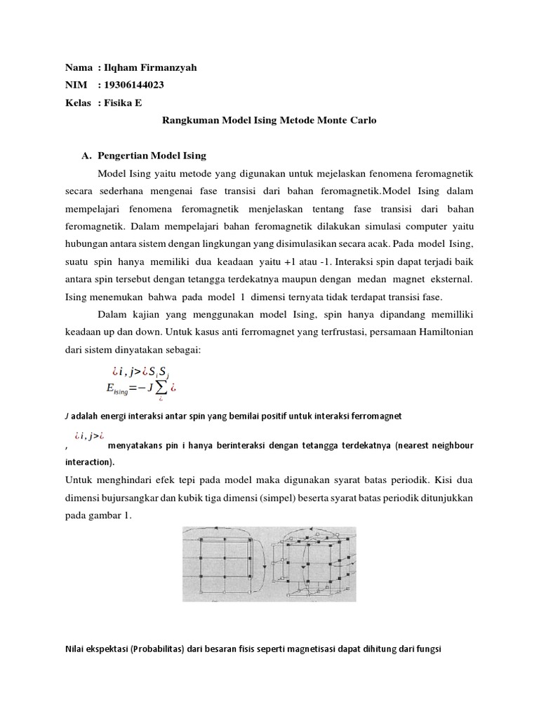 Simulasi Model Ising Metode Monte Carlo | PDF | Sains & Matematika