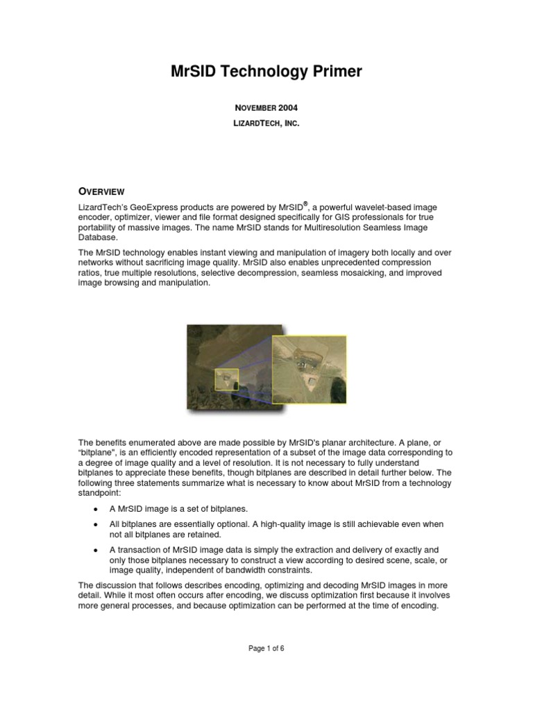 Mrsid Technology Primer: Verview | PDF | Data Compression | Computer Data