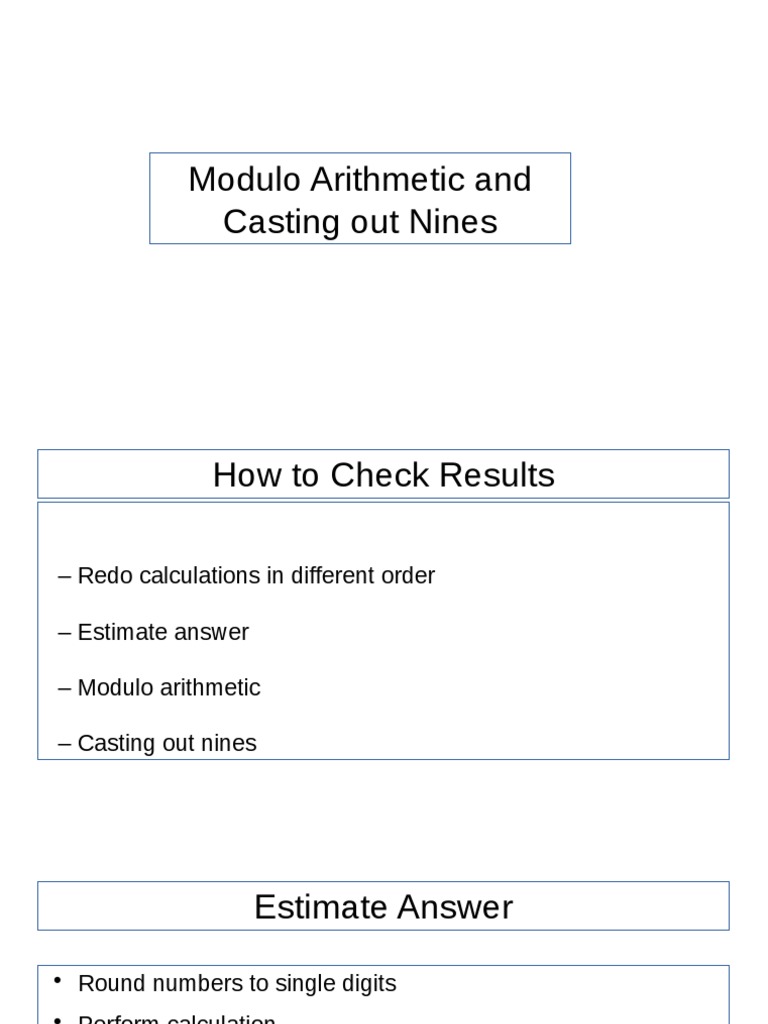 Modulo Arithmetic and Casting Out Nines | PDF | Mathematical Notation ...