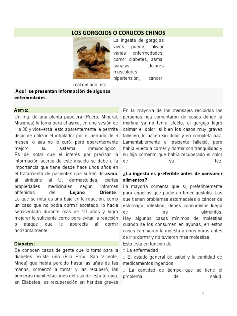 Gorgojos o Corucos Chinos | PDF | Diabetes | Insectos