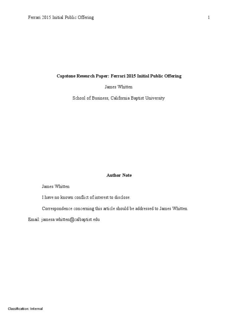Capstone Research Paper - Ferrari 2015 Initial Public Offering | PDF | Discounted Cash Flow ...