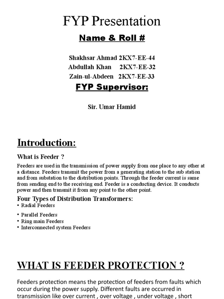 FYP Presentation: Name & Roll # | Download Free PDF | Electric Power ...