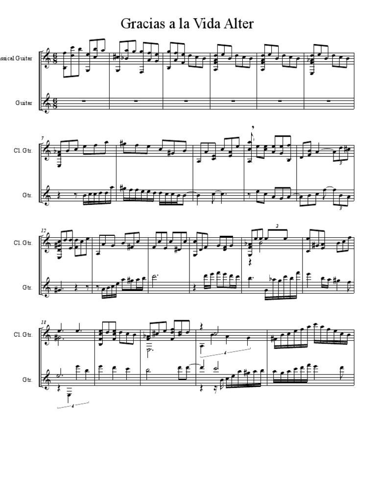 Gracias A La Vida Score | PDF