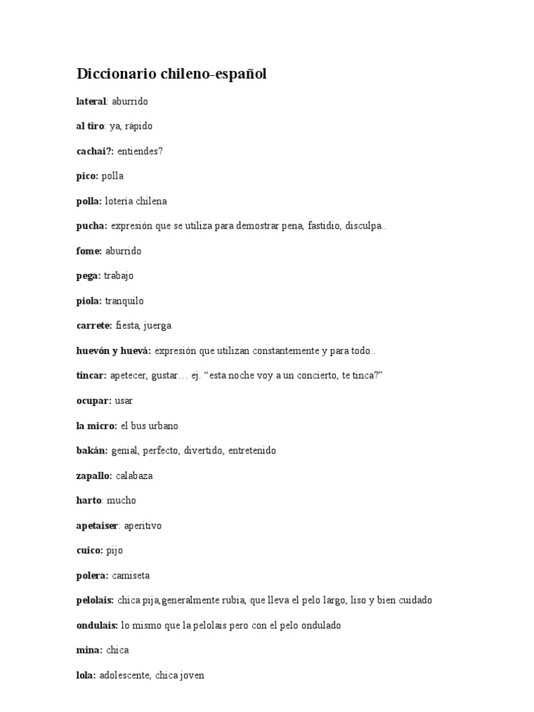 Diccionario de Modismos Chilenos | PDF | Alimentos | Agricultura