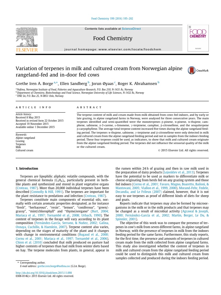 Food Chemistry: Grethe Iren A. Borge, Ellen Sandberg, Jorun Øyaas ...