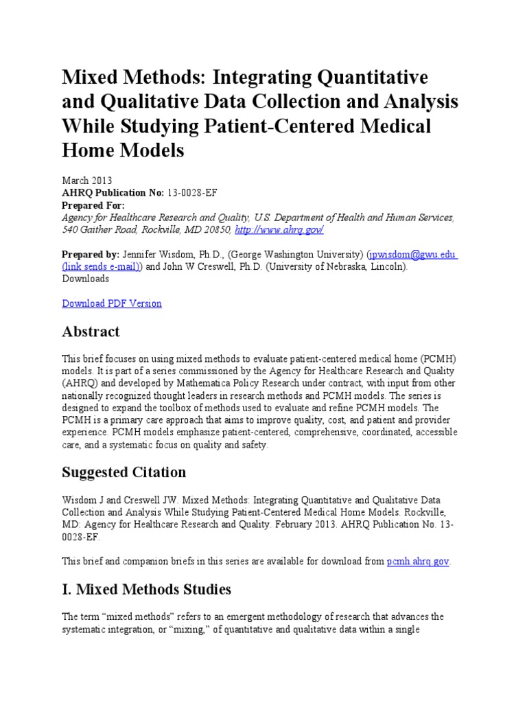 Mixed Methods: Integrating Quantitative and Qualitative Data Collection and Analysis While ...
