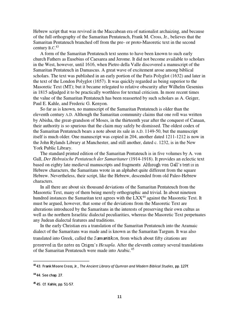 Differences between the Samaritan Pentateuch and Masoretic Text | PDF | Ancient Literature ...