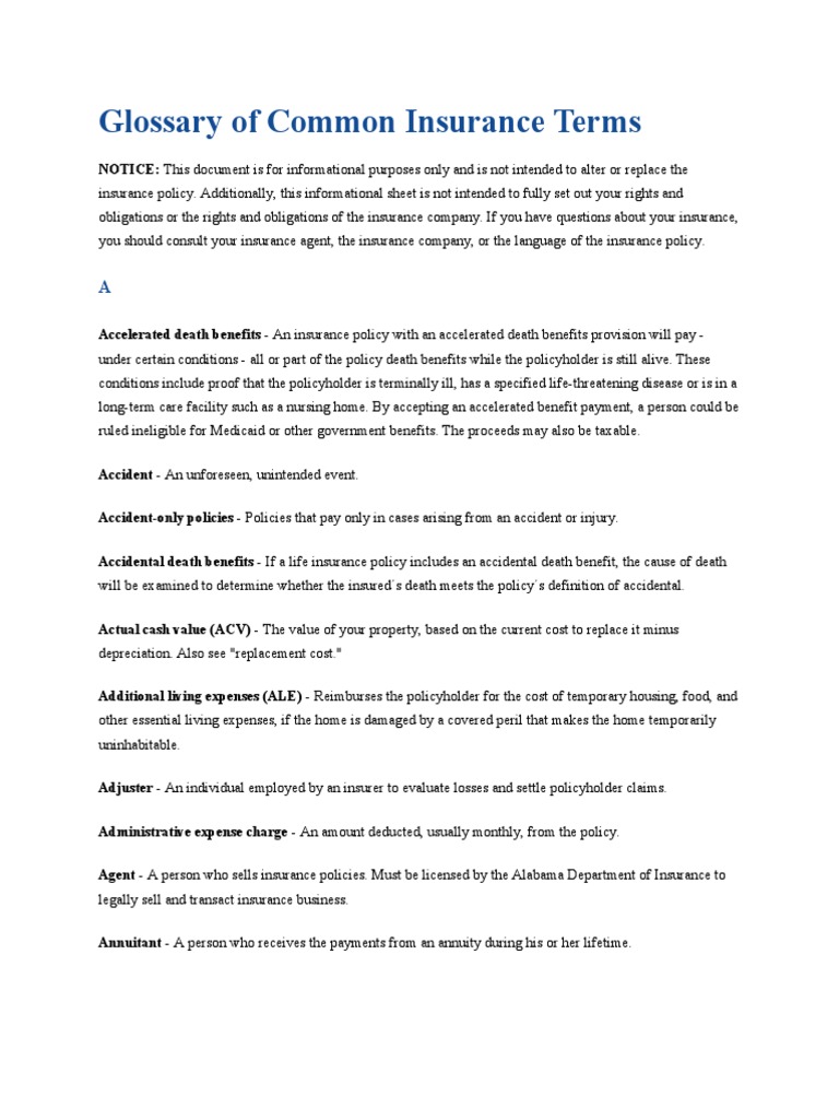 Common Insurance Terms | Download Free PDF | Health Maintenance ...