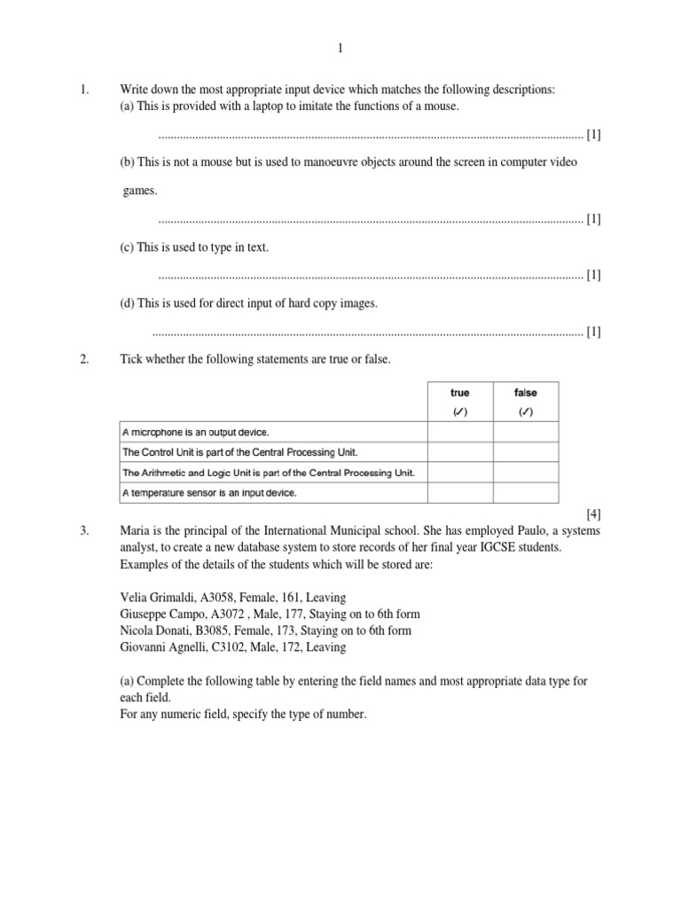 ICT Sample Paper | PDF | Input/Output | Computer Science