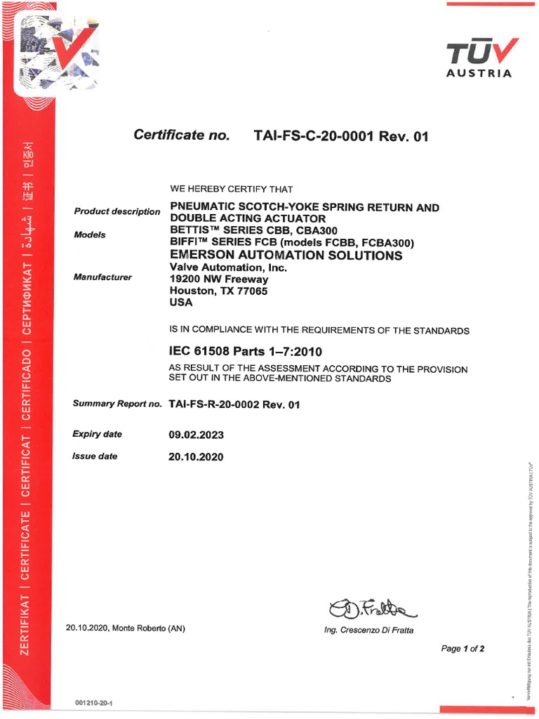 Product Certificates Approvals Sil CB Series Iec61508 Certificate Tuv ...