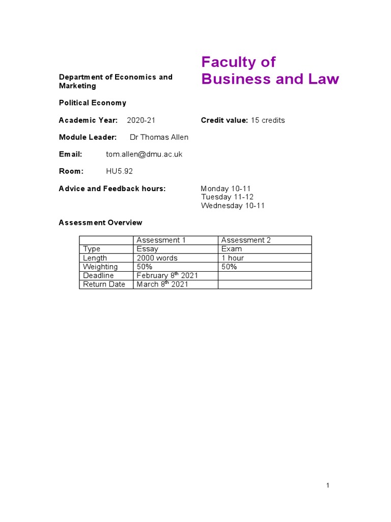 ECON3539 Module Handbook 2020-21 | PDF | Lecture | Turnitin