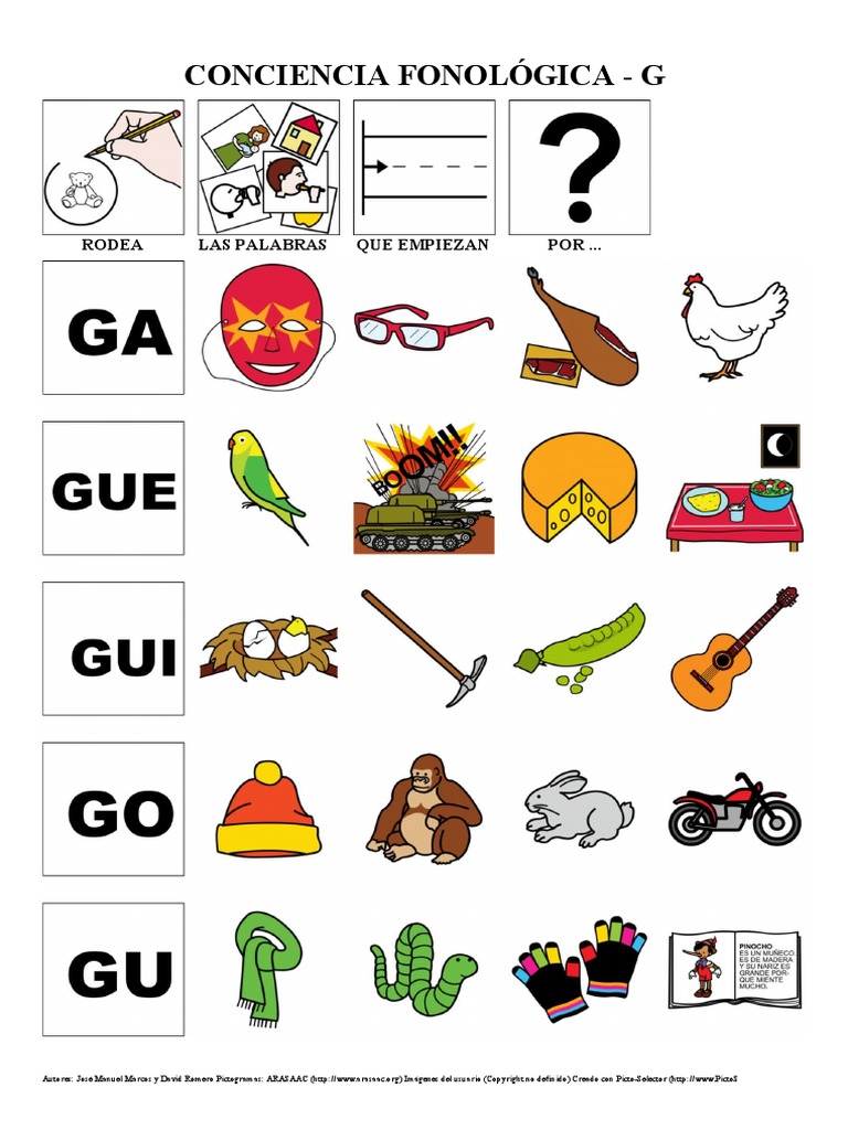 08 Conciencia Fonologica GA GUE GUI GO GU | PDF | Juegos y actividades ...