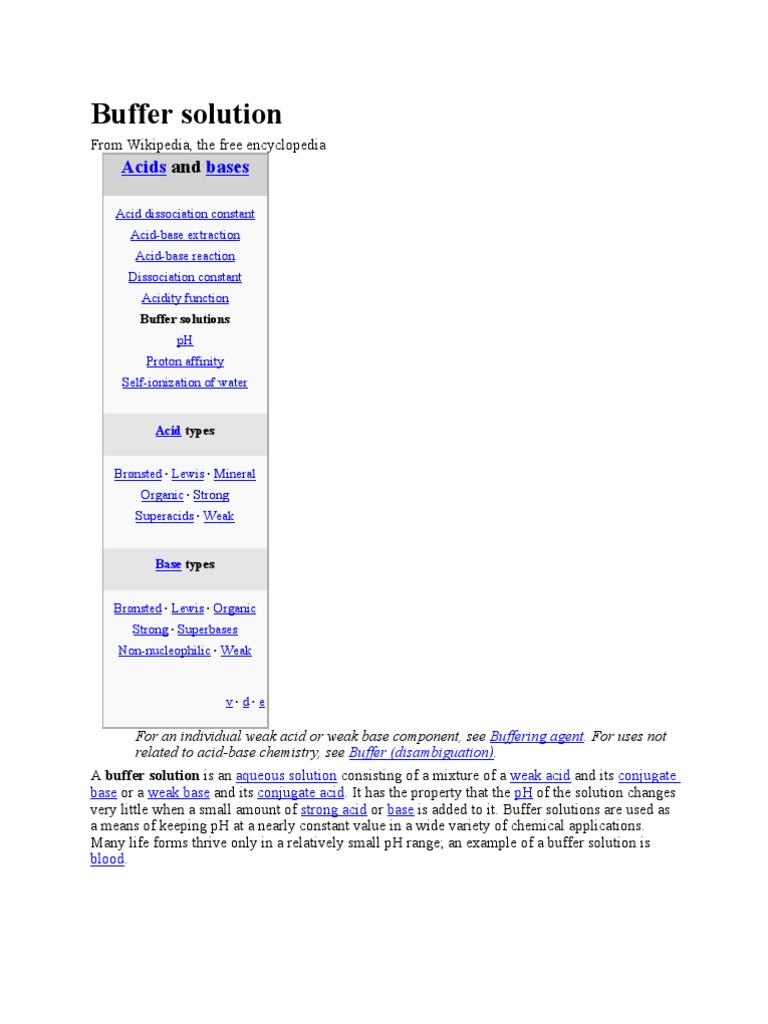 Buffer Solution: Acids Bases | PDF | Buffer Solution | Acid Dissociation Constant