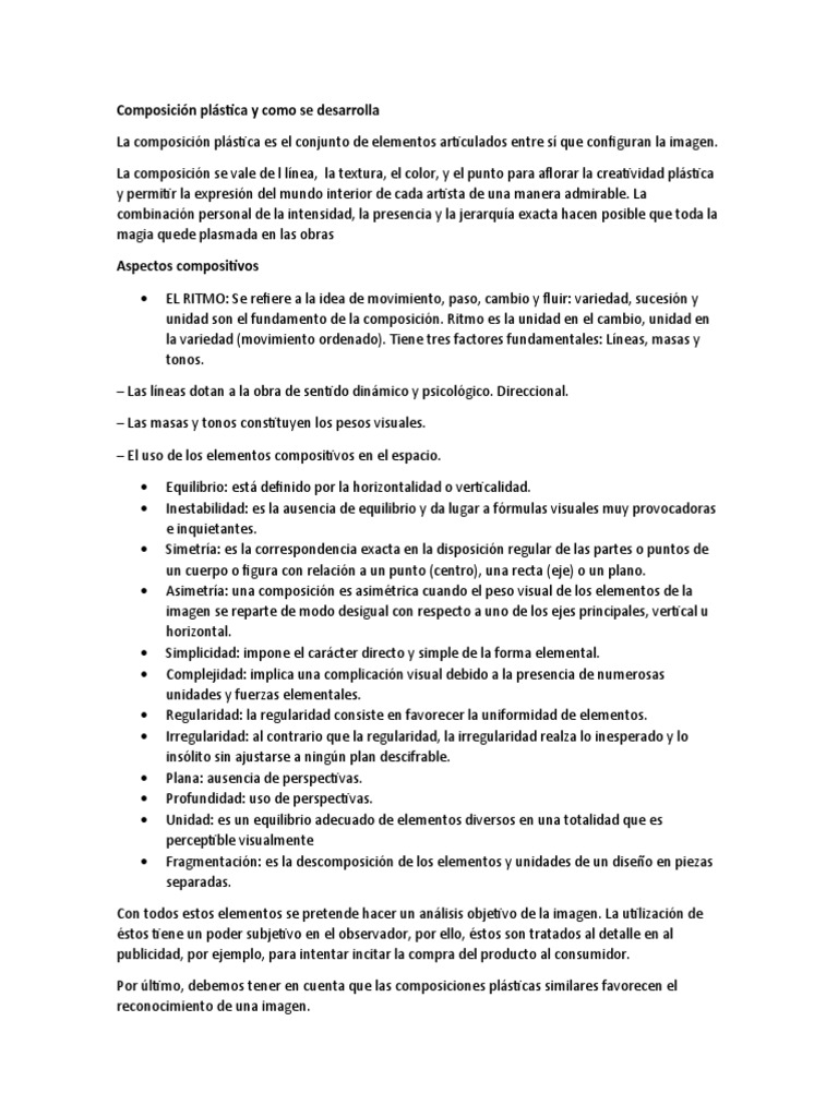 Composición Plástica y Como Se Desarrolla | PDF | Composición (artes ...