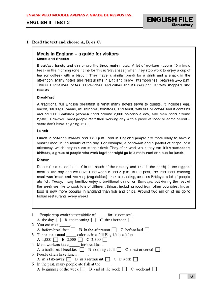English Ii Test 2: 1 Read The Text and Choose A, B, or C. - A Guide For ...