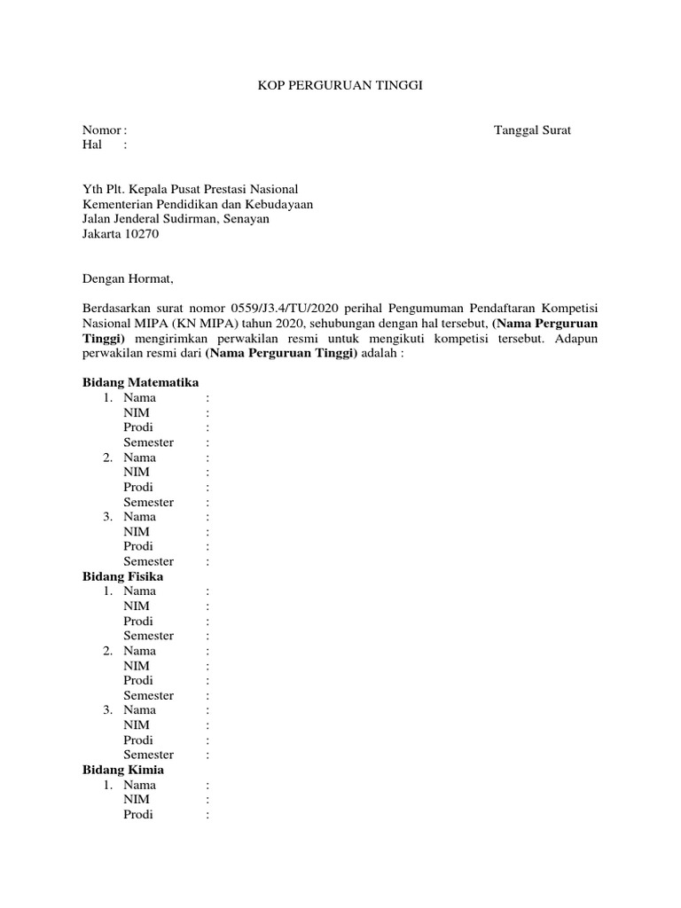 Contoh Format Surat Pengantar Perguruan Tinggi | PDF Contoh Format Surat Pengantar Perguruan Tinggi | PDF
