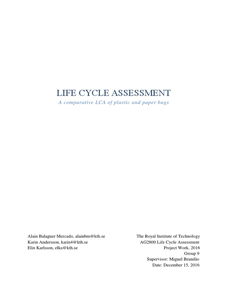 LCA of Plastic vs. Paper Bags | PDF | Life Cycle Assessment | Waste