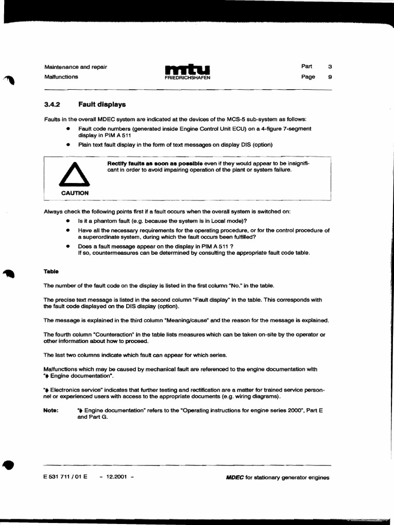 Codigos de Fallas Mtu Mdec 2 PDF | PDF | Voltage | Physical Quantities