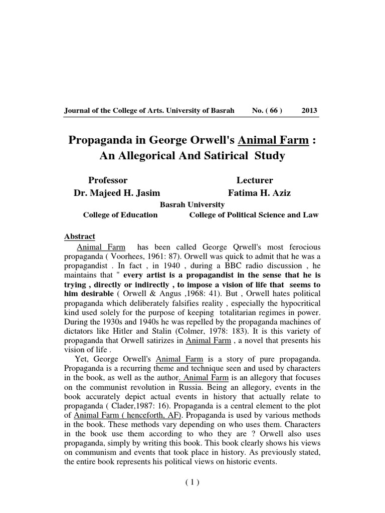 Propaganda in Orwell's Animal Farm: An Allegorical Study | PDF ...