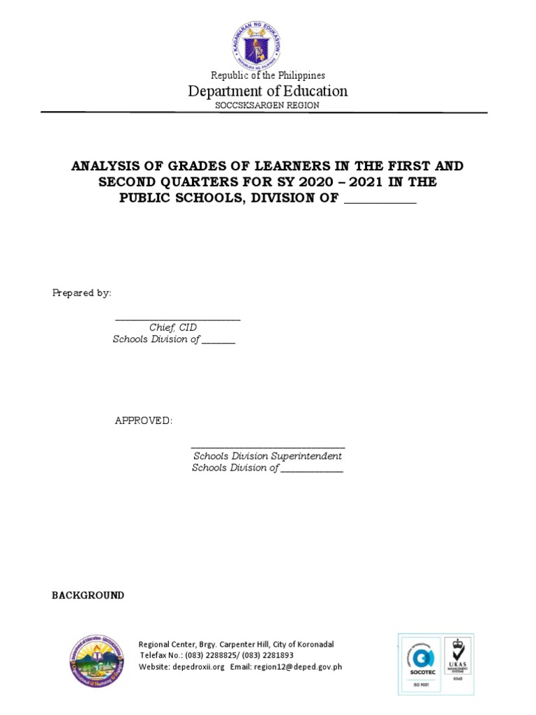 Learner Grades Analysis SY 2020-2021 | PDF | Education Theory | Teaching