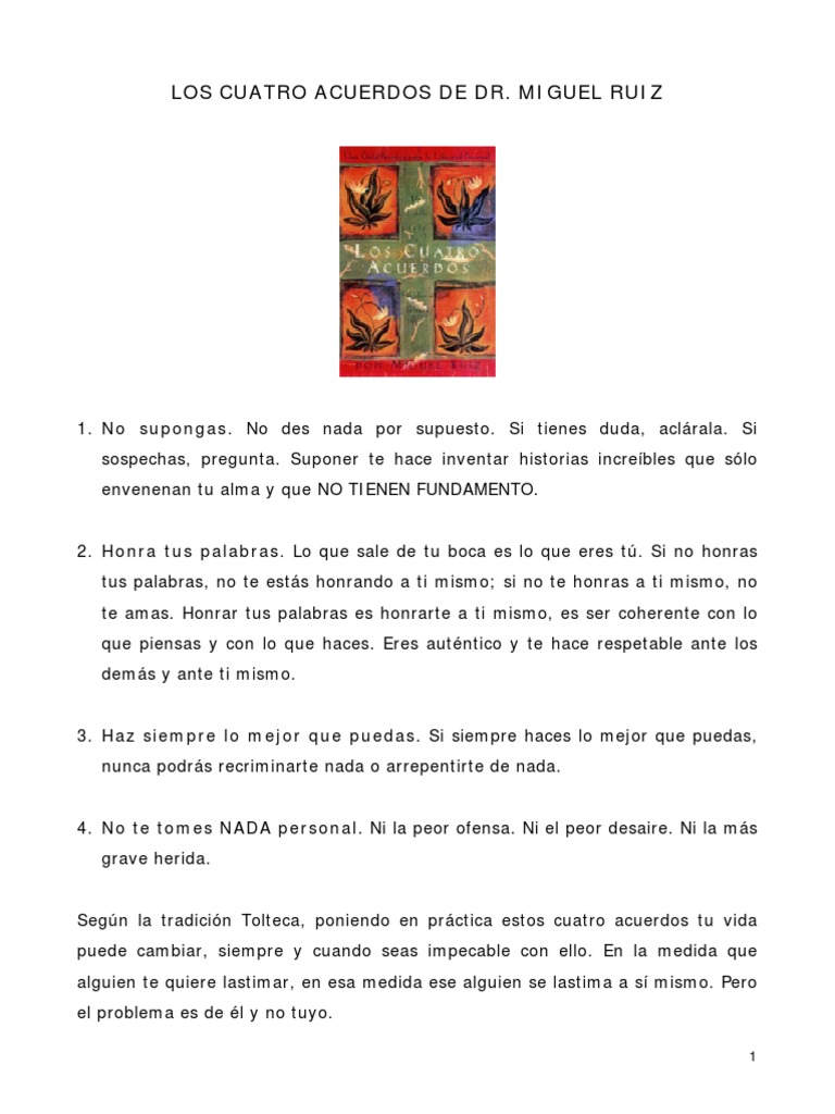 25 Los Cuatro Acuerdos de DR Miguel Ruiz | PDF | Razón | Amor