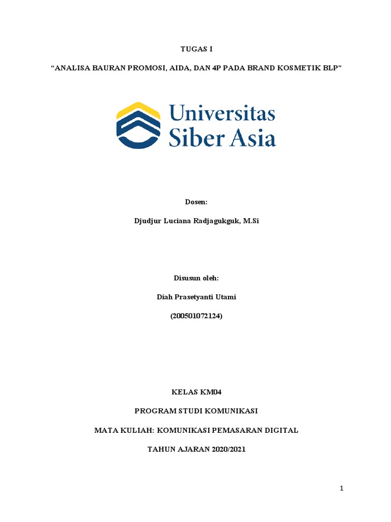 Tugas I Komunikasi Pemasaran Digital-Diah Prasetyanti Utami-200501072124 | PDF | Bisnis