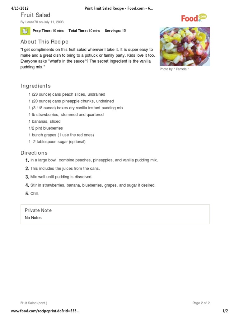 Fruit Salad Recipe - Food | PDF | Nutrition Facts Label | Carbohydrates
