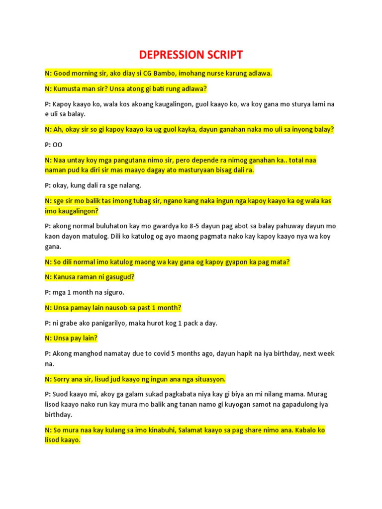 Depression Script | PDF